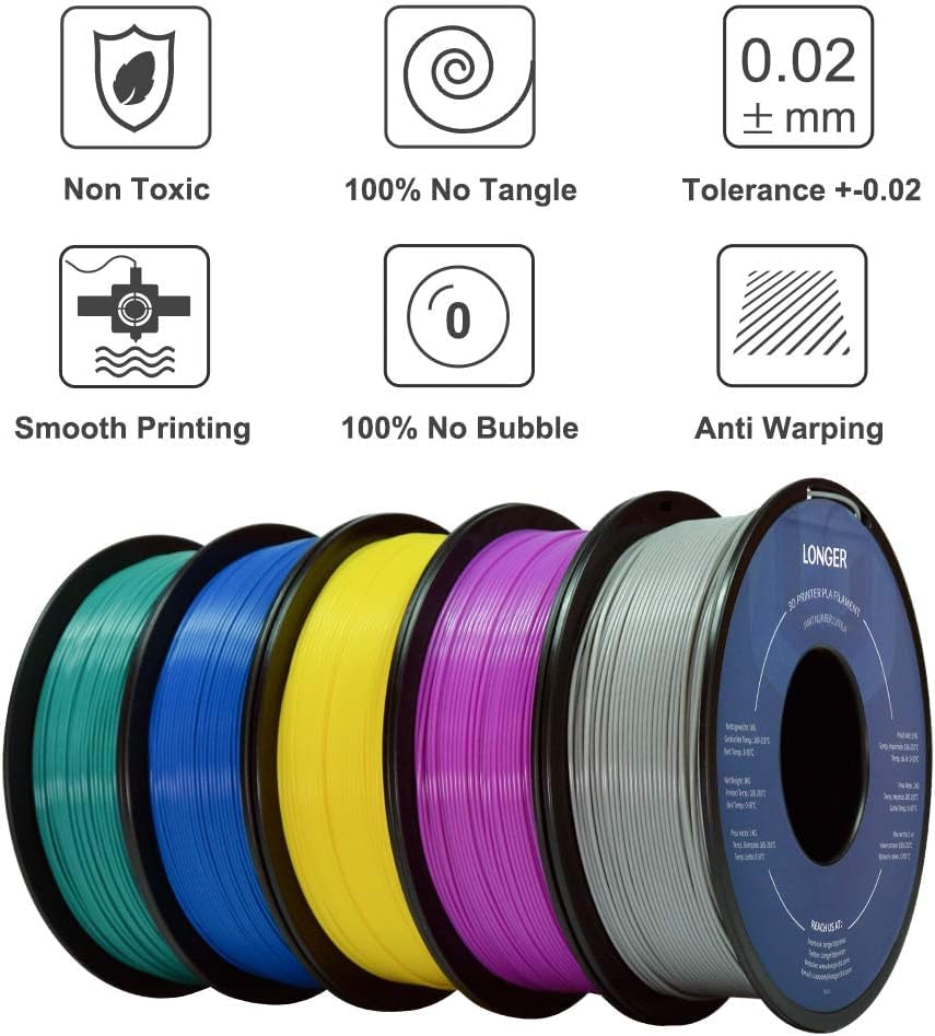 Snapklik.com : Longer PLA Filament 1.75mm, 3D Printer PLA Filament ...