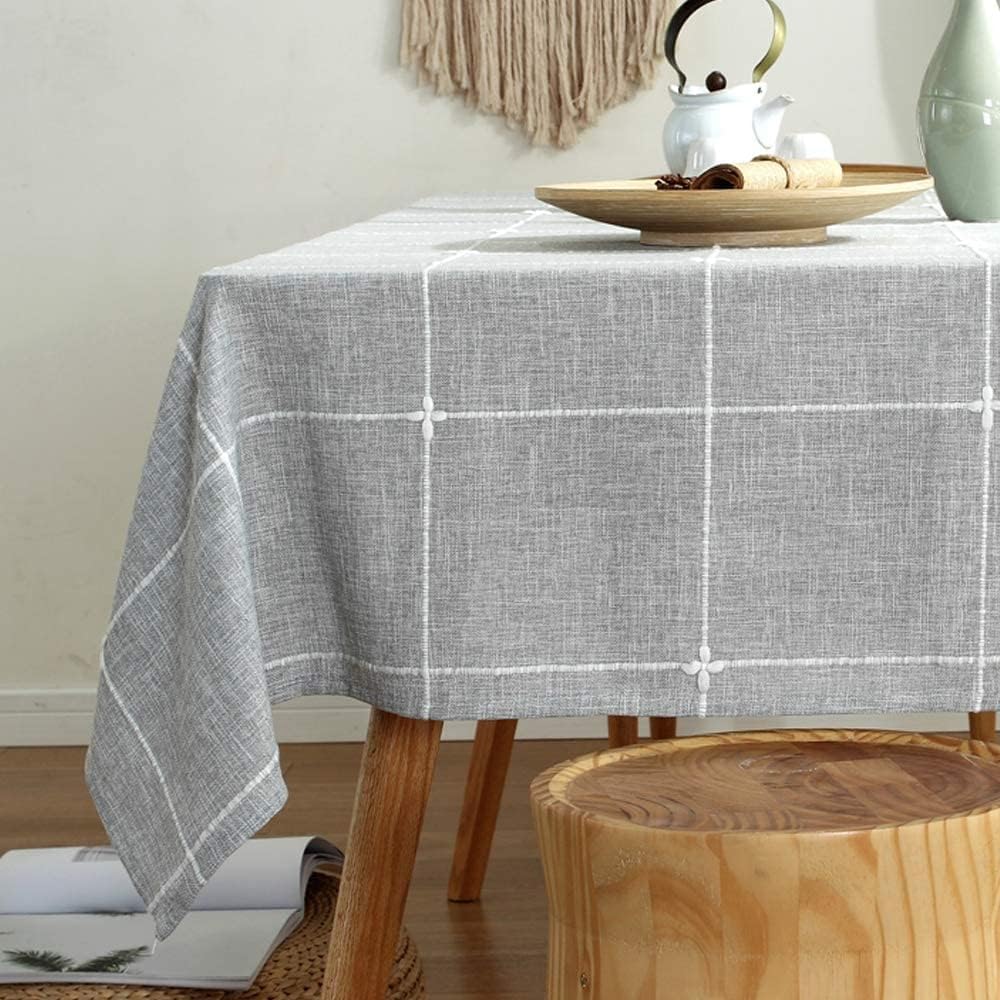 Amazon.com: TruDelve Cotton Linen Tablecloth Rectangle Grey Fabric ...