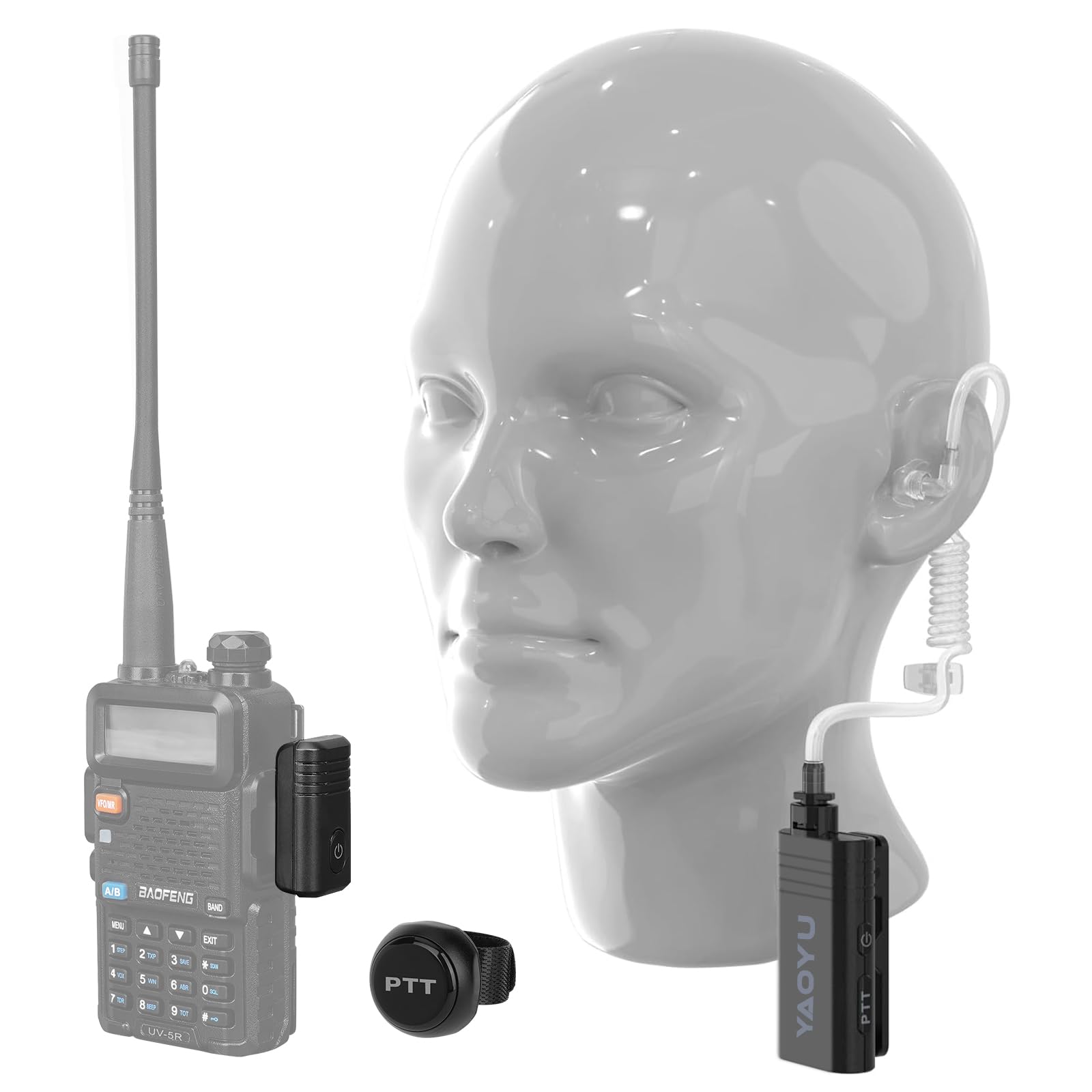 Amazon.com: Wireless Headset with Clear Acoustic Tube Earpiece and 2 ...