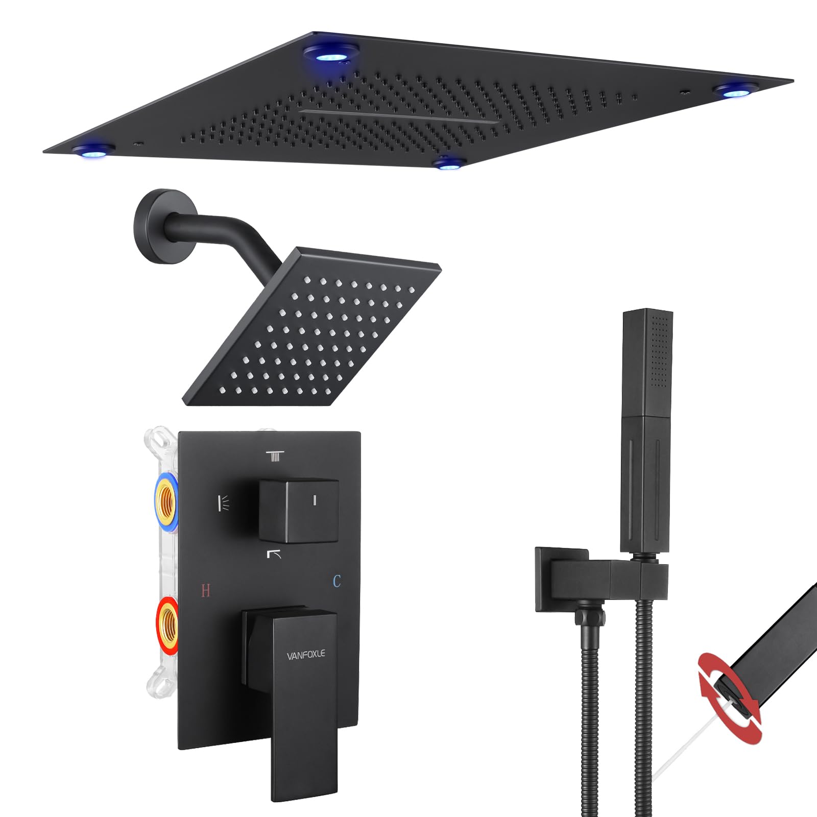 Snapklik.com : VANFOXLE Shower Faucet Set Matte Black Shower System,Shower Faucet