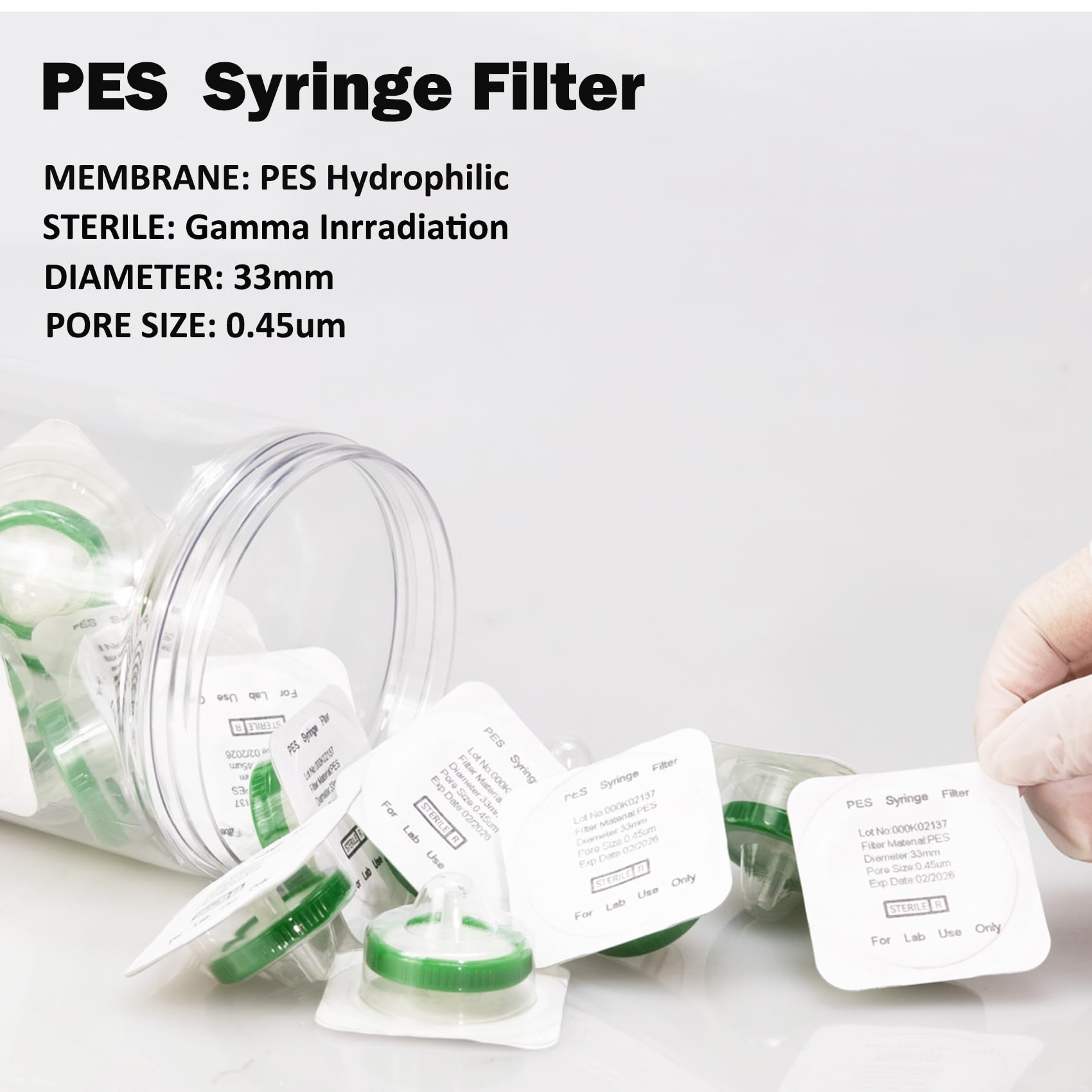 Snapklik.com : Sterile Syringe Filter PES Hydrophilic Filtration 0.45 ...