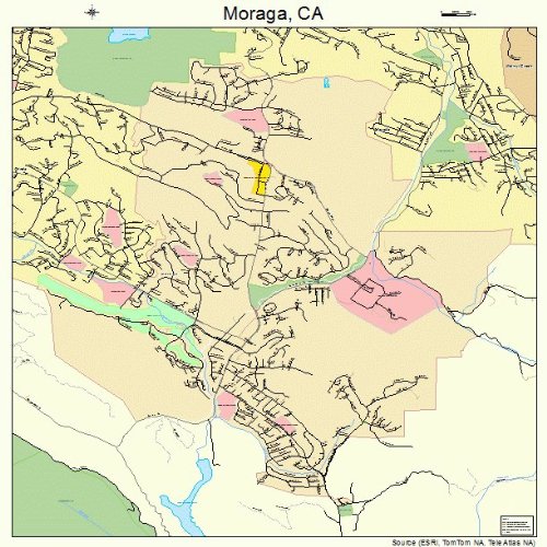 Large Street & Road Map of Moraga, California CA - Printed poster size ...