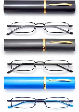 Amazon.com: HIGHLIKE 3-Pack Slim Pocket Reading Glasses Men Women ...