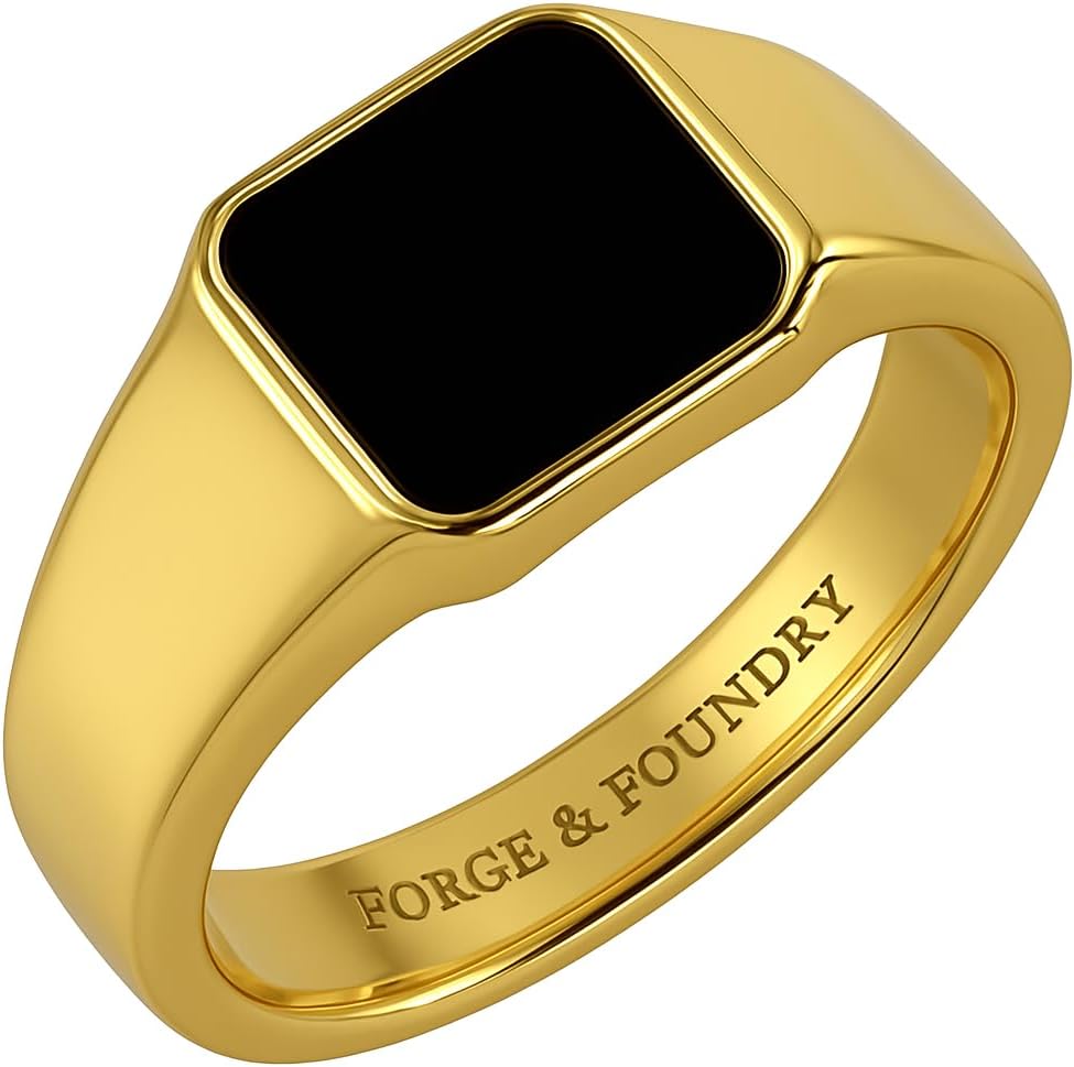 Forge & Foundry Herren-Siegelring aus Edelstahl und schwarzem Onyx, der ...