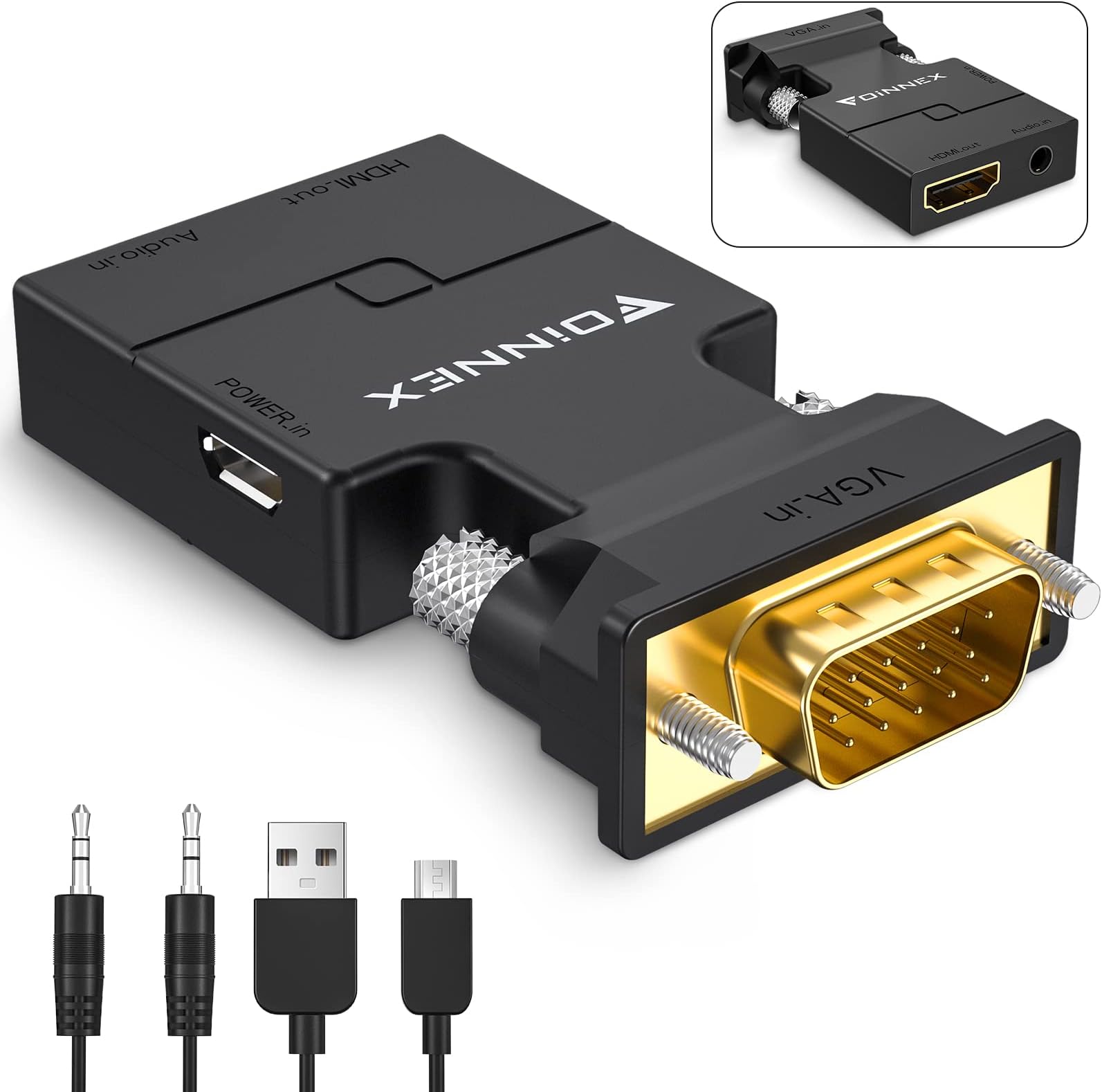 FOINNEX Adattatore da VGA a HDMI, Convertitore da VGA to HDMI con Audio ...