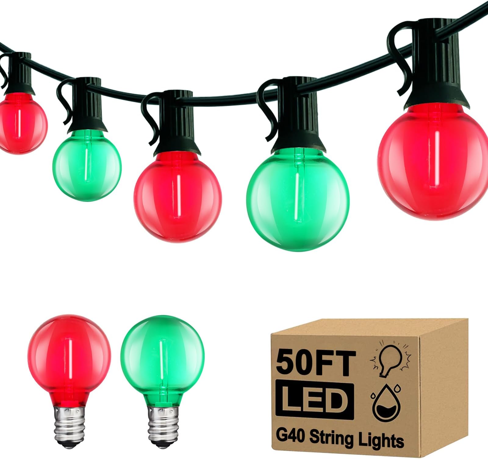 Westinghouse Solar String Lights Outdoor, 21FT Solar Powered Color ...