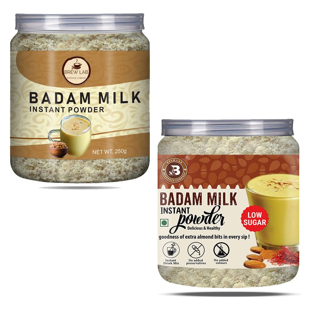Brew Lab Combo Of Badam Milk Powder + Low Sugar Badam Milk Powder 250g ...