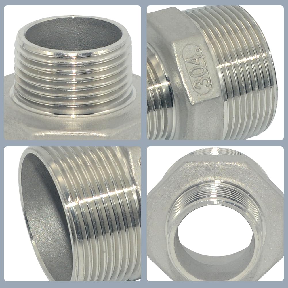 Snapklik.com : Hex Nipple,1-1/2" X 3/4" Male NPT Pipe Fittings, 304 ...