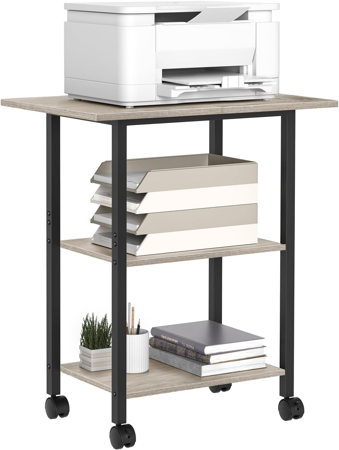Amazon.com: Lerliuo 3-Tier Printer Stand, Industrial Mobile Printer ...