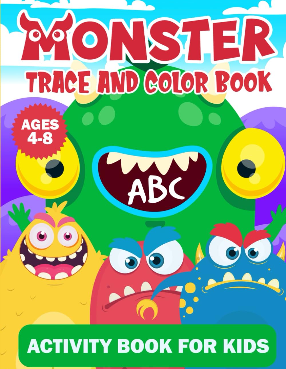 Monster Trace and Color Book: Activity Book for Kids: Press, Giggle ...