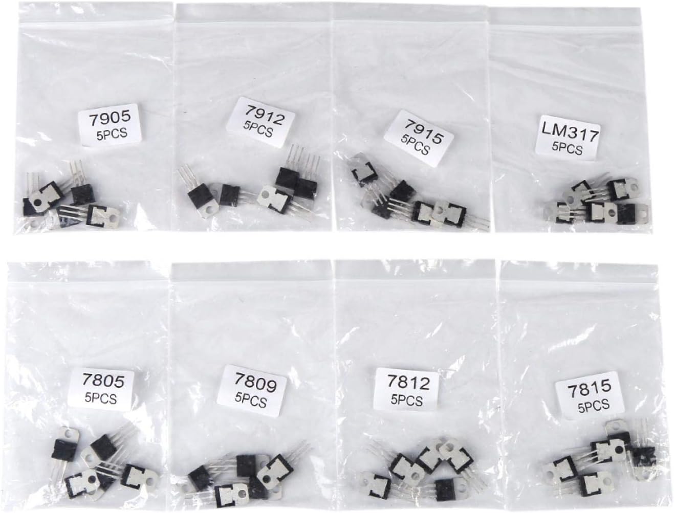 Transistor 40pcs 8 Types 7805 7809 7812 7815 7905 7912 7915 LM317 to ...