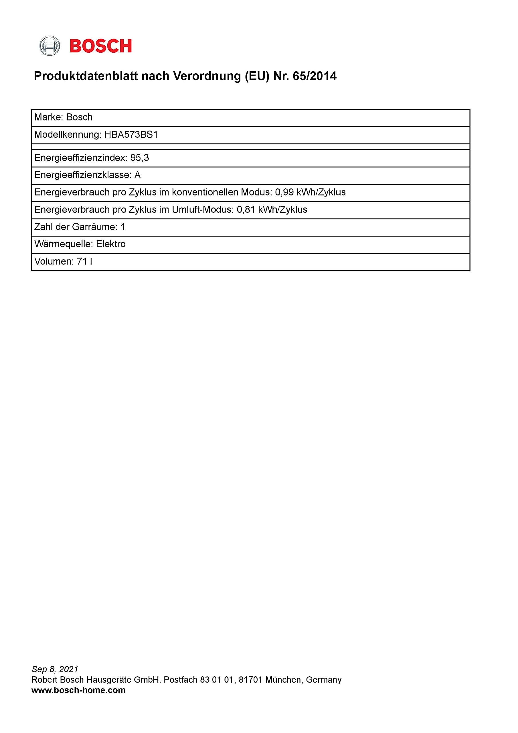 Bosch HBA573BS1 Serie 4 Einbau-Backofen, 60 x 60 cm, Pyrolyse ...