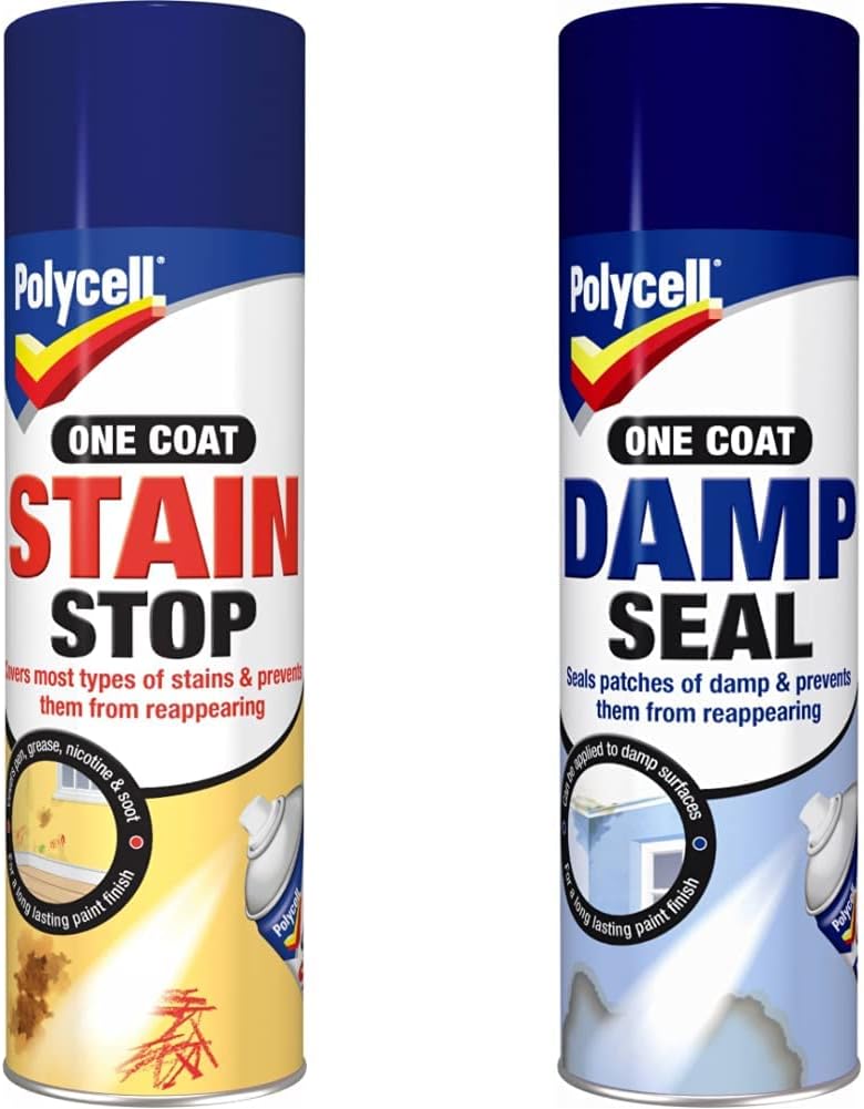 Polycell Stain Stop, 250 ml & PLCDSAREO Damp Seal Aerosol, 500 ml ...