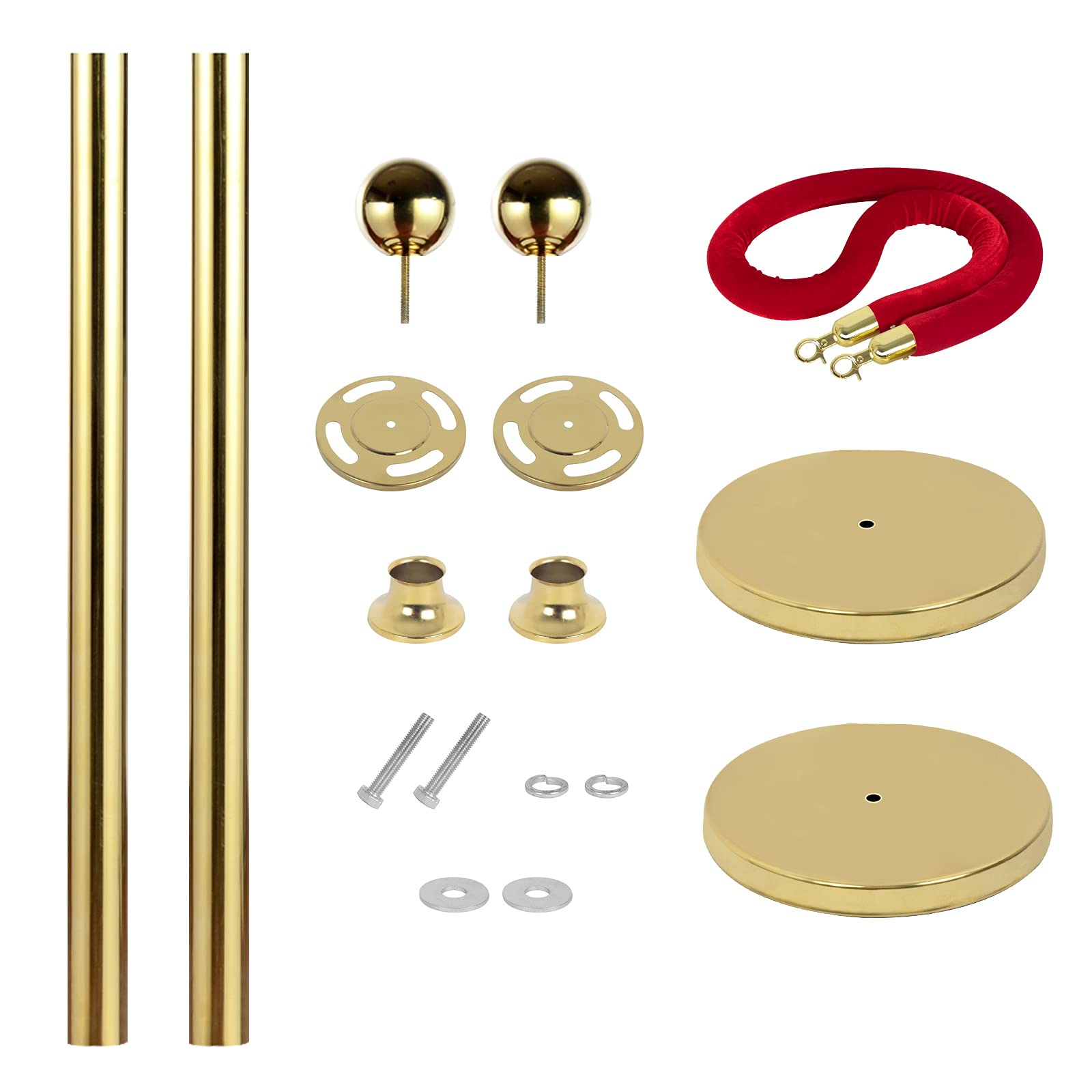 Snapklik.com : Gold Stanchions Posts,5FT Red Velvet Rope Crowd Control ...