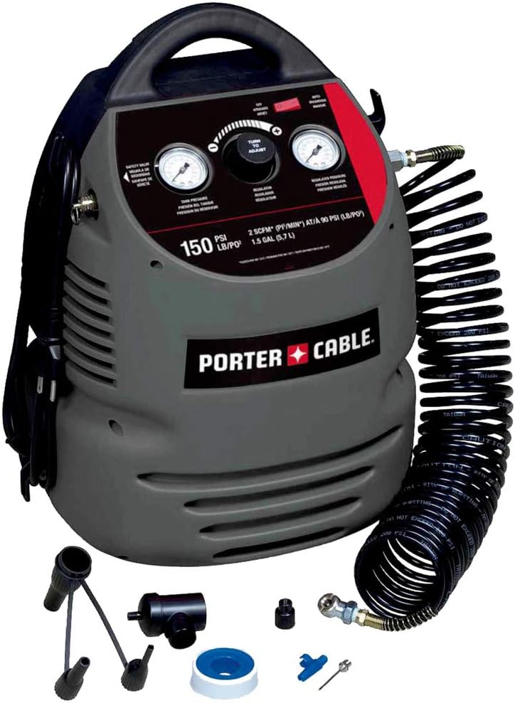Amazon.com: PORTER-CABLE Air Compressor Kit, 1.5 Gallon, Oil-Free ...
