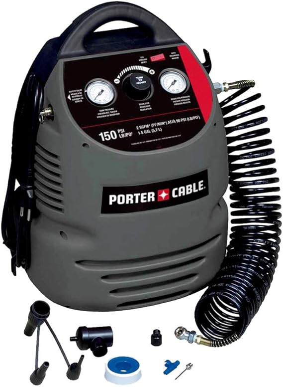 Amazon.com: PORTER-CABLE Air Compressor Kit, 1.5 Gallon, Oil-Free ...