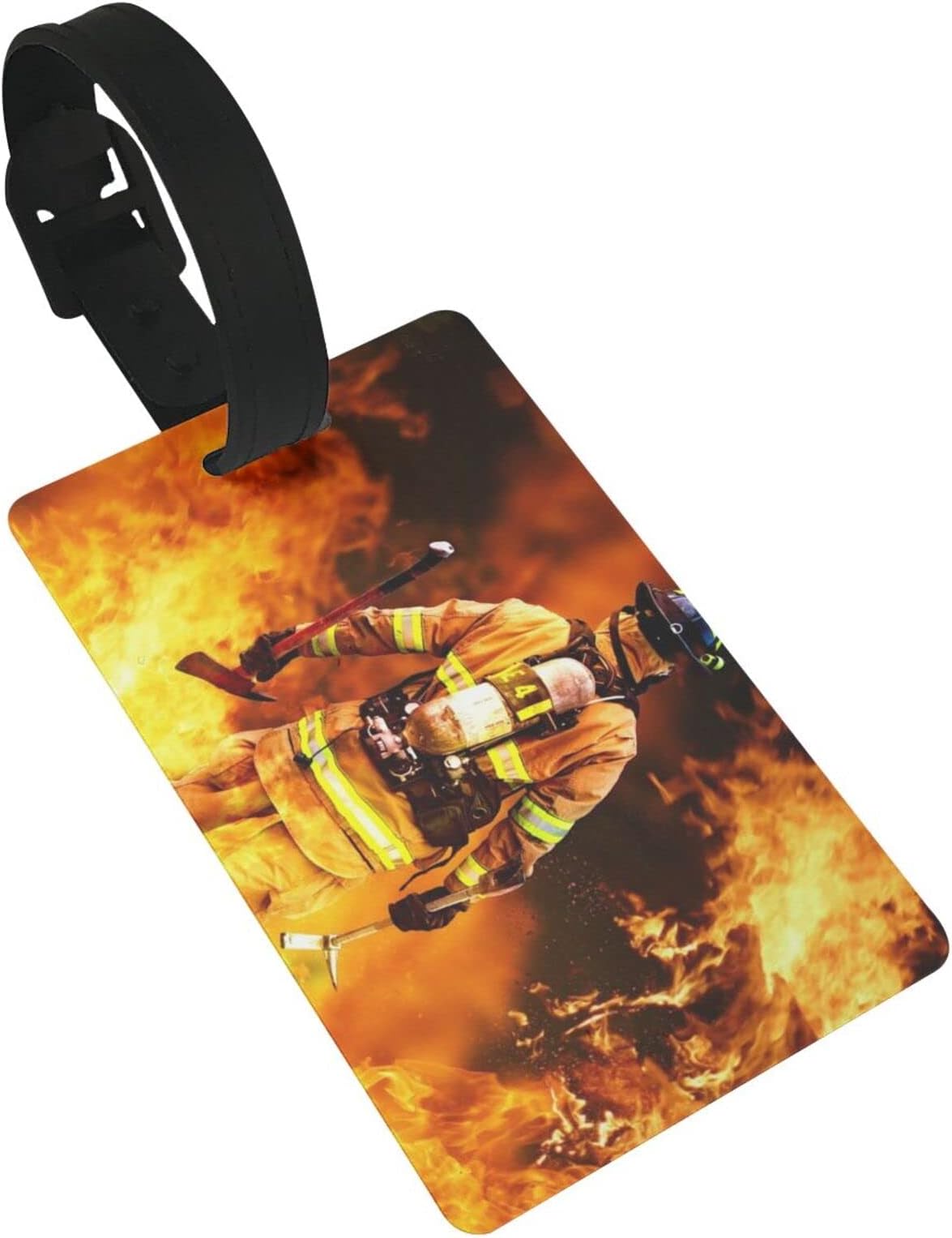 Amazon.com: Firefighter Fireman Flame Print Luggage Tag,Sturdy ...