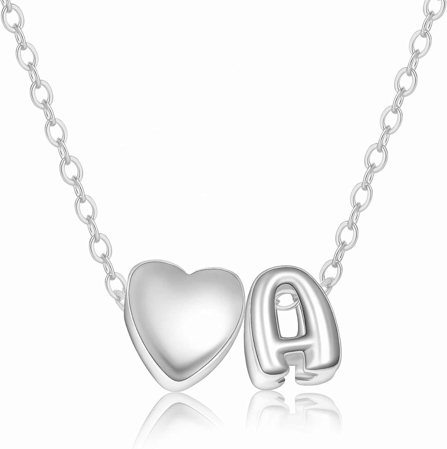 Amazon.com: QILMILY Bubble Initial Heart Necklace, Silver Balloon ...