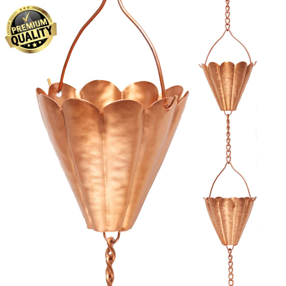 Arca Rain Chain - Copper Colored Iron Rain Chain for Gutters - 8-1/2 ...