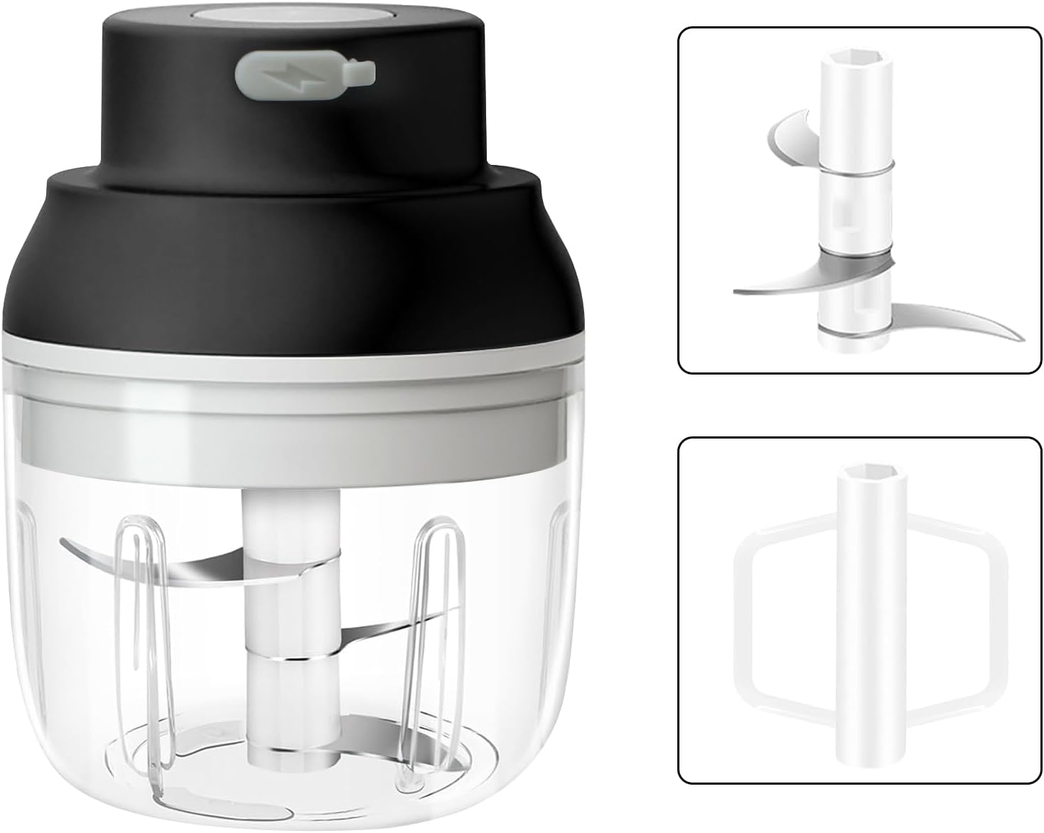 Amazon.com: Electric Garlic Chopper 2 in 1, 250ML Garlic Mincer Mini ...