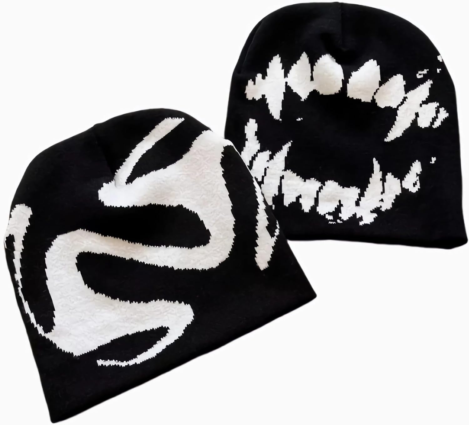 Winatehr Black Graphic Beanie for Men Women, Streetwear y2k Knitted Hat ...