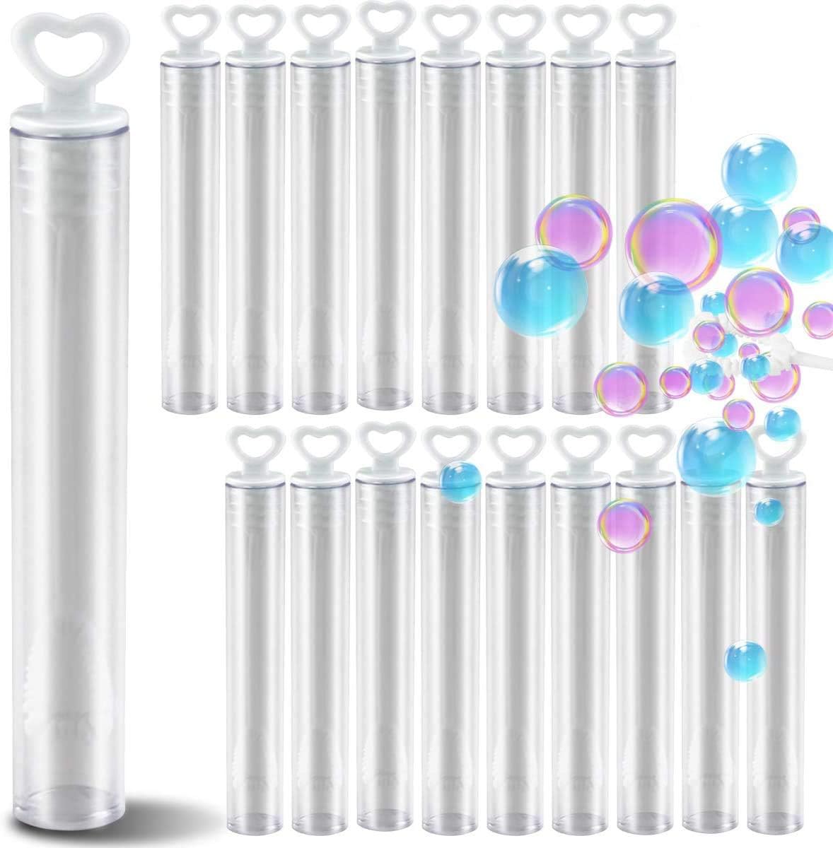 Faxco 50 PCS Bubble Wand, White Heart Bubble Stick Tube, Wedding ...
