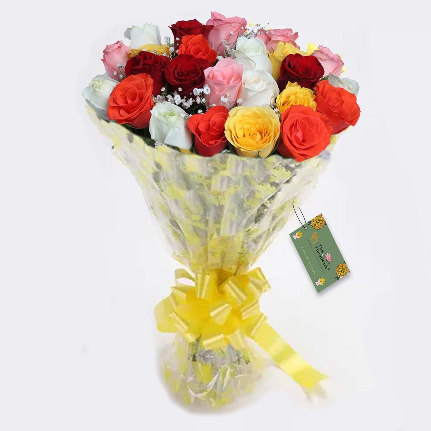 Floralbay 25 Mix Roses Bouquet in Cellophane Wrapping (Bunch of 25 ...