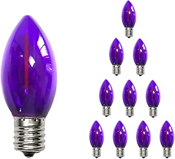 CHYParty 10 Pack C7 Replacement Bulbs, Dark Purple LED Halloween Light ...