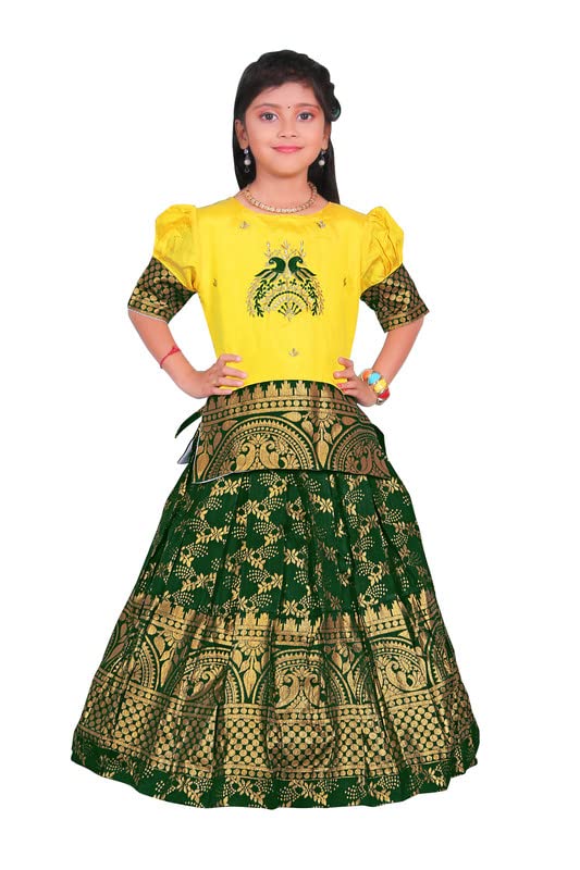 Buy ADVITH Girl's New South Indian Pattu Pavadai Lehenga Choli Dress ...