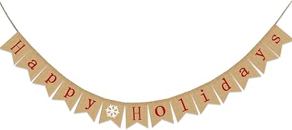 Amazon.com: Happy Holidays Banner Burlap | Christmas Banner Burlap ...