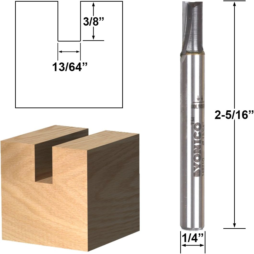 Yonico Router Bits Dado Straight Bit Undersize Plywood 13/64-Inch Solid ...