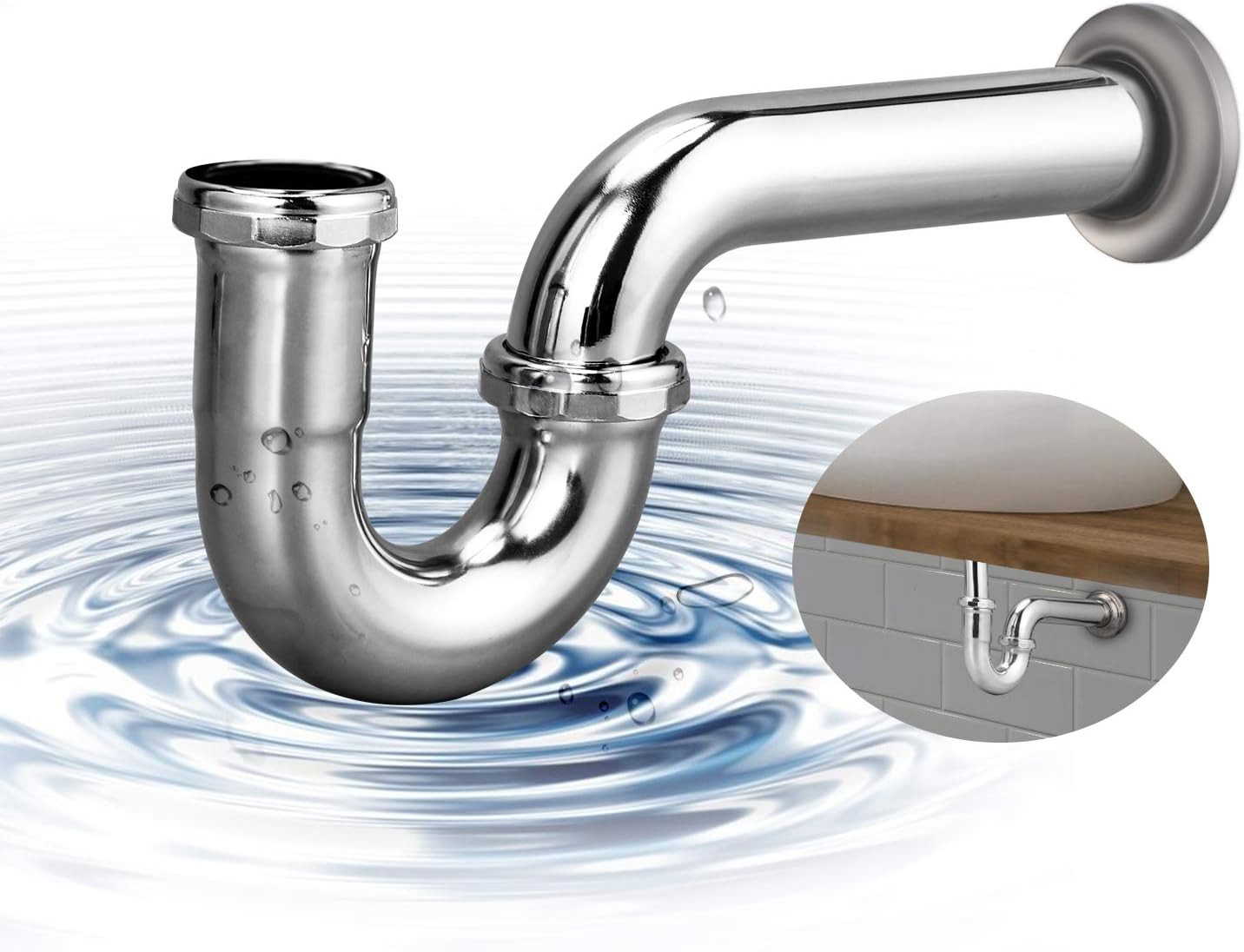 Amazon.com: ZM Brass P-trap Pipe Basin Sink Waste Kit with Reducing ...