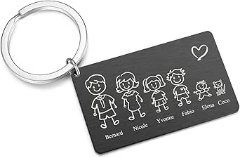 BOPREINA Personalized Family Keychain with 1-6 Name Stainless Steel ...