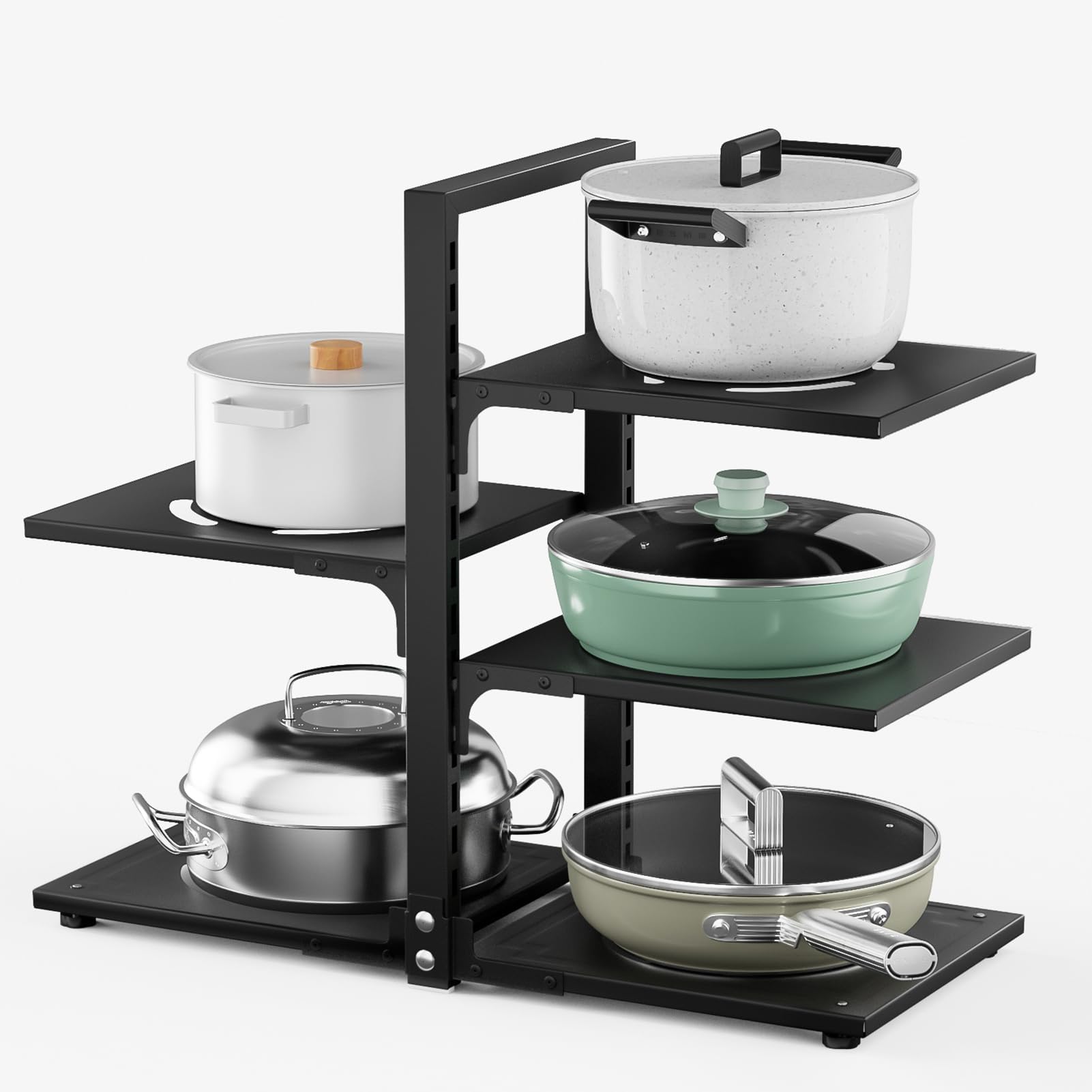5 Tier Frying Pan Organiser Rack Kitchen Cabinet Pantry Worktop ...