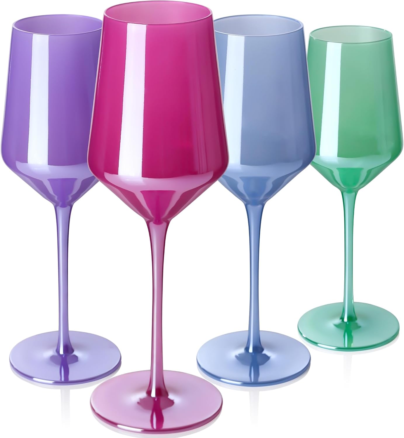 Amazon.com | Physkoa Colored Wine Glasses Set of 4-15oz Hand-Blown Lone ...