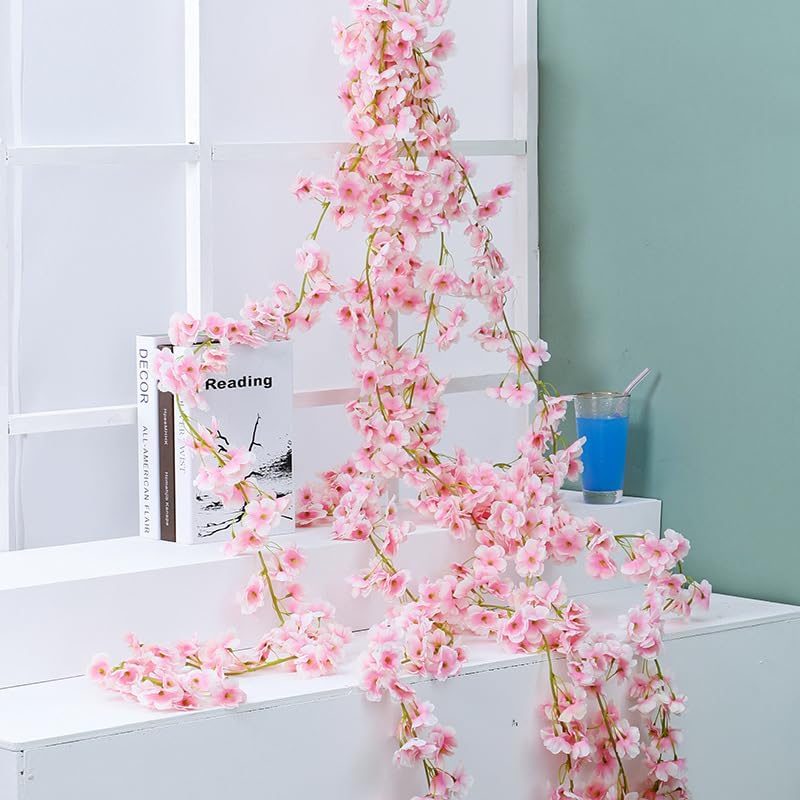 Artificial Flower Vines, 5.91ft Fake Sakura Garland Cute Hanging Silk ...