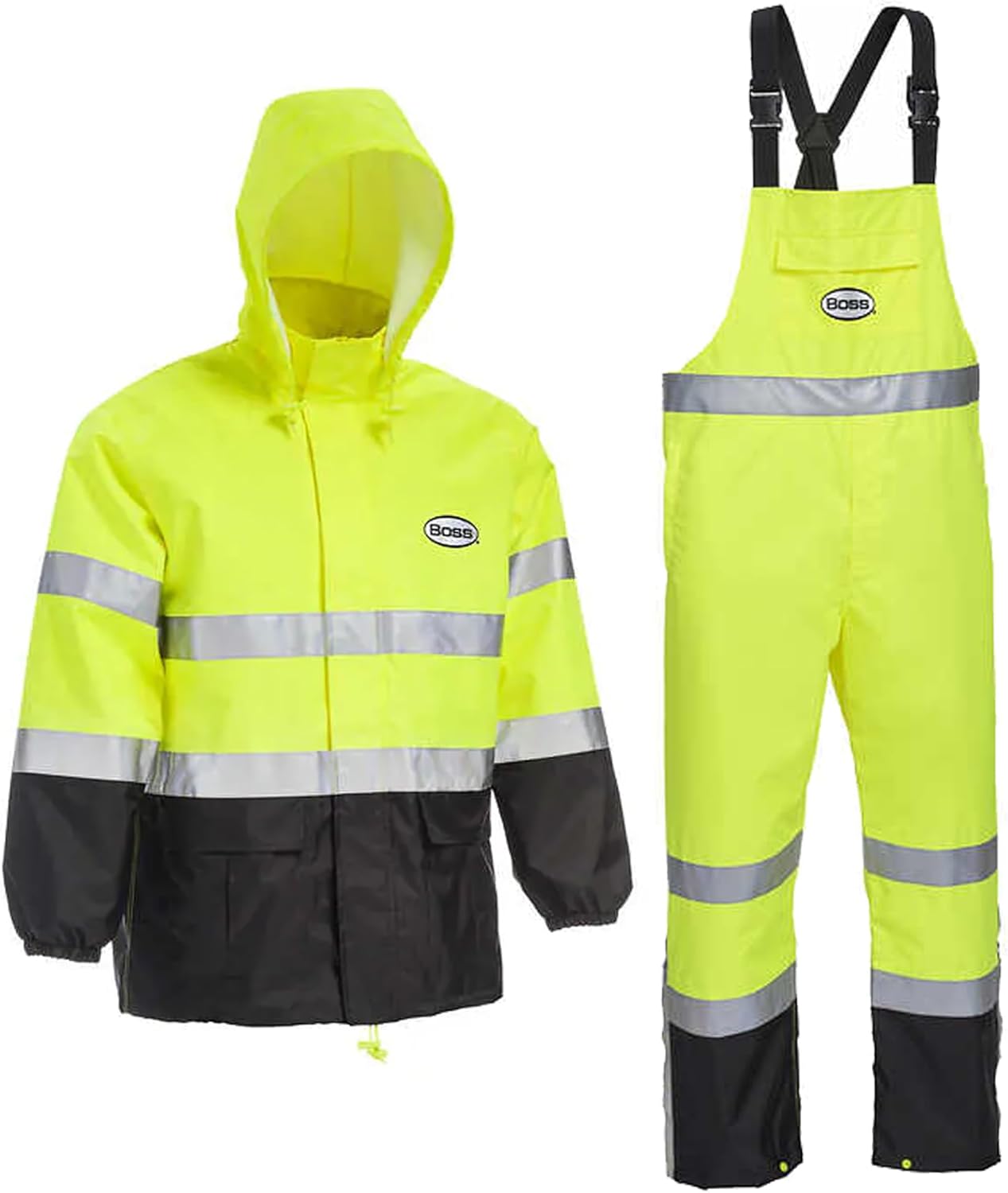 Amazon.com: Boss Hi-Vis ANSI Class 3 Rain Safety Reflective Rain Coats ...