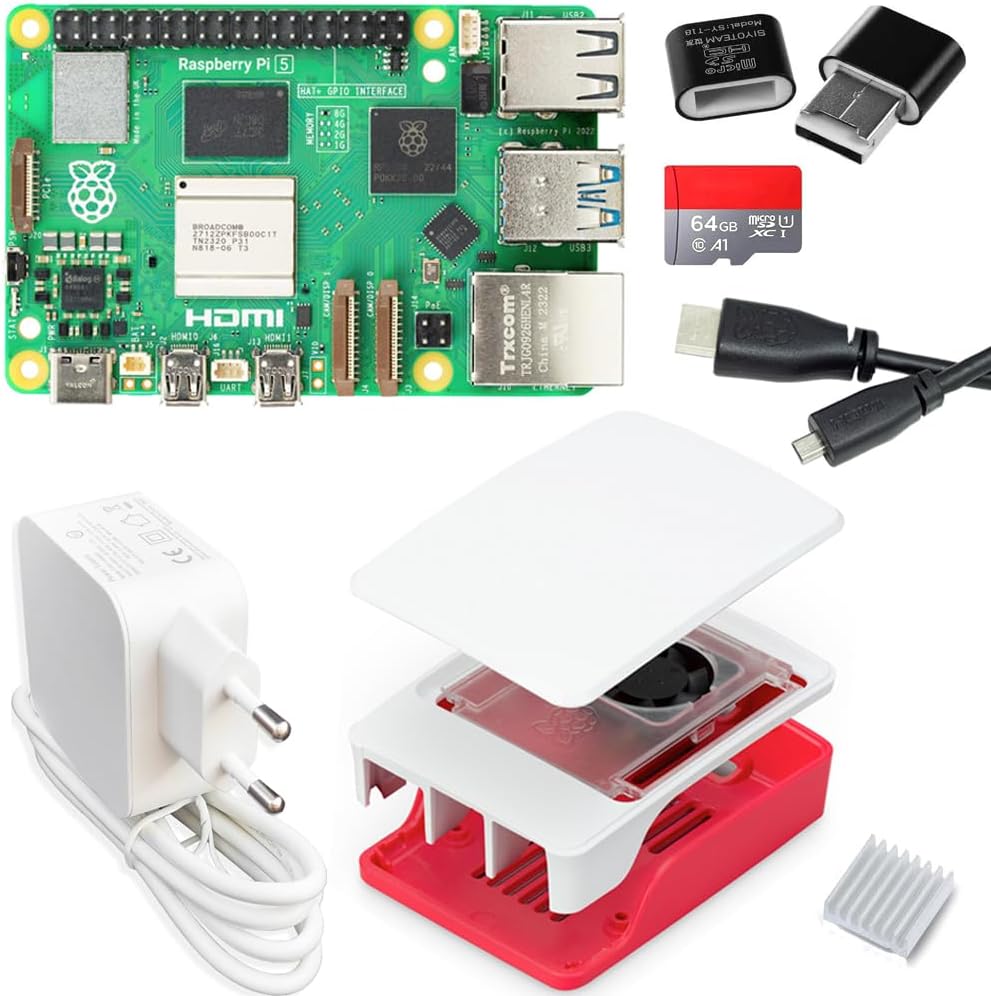 Raspberry Pi 4 4GB Starter-Set | 64GB SD Karte | USB-C Netzteil 15W ...