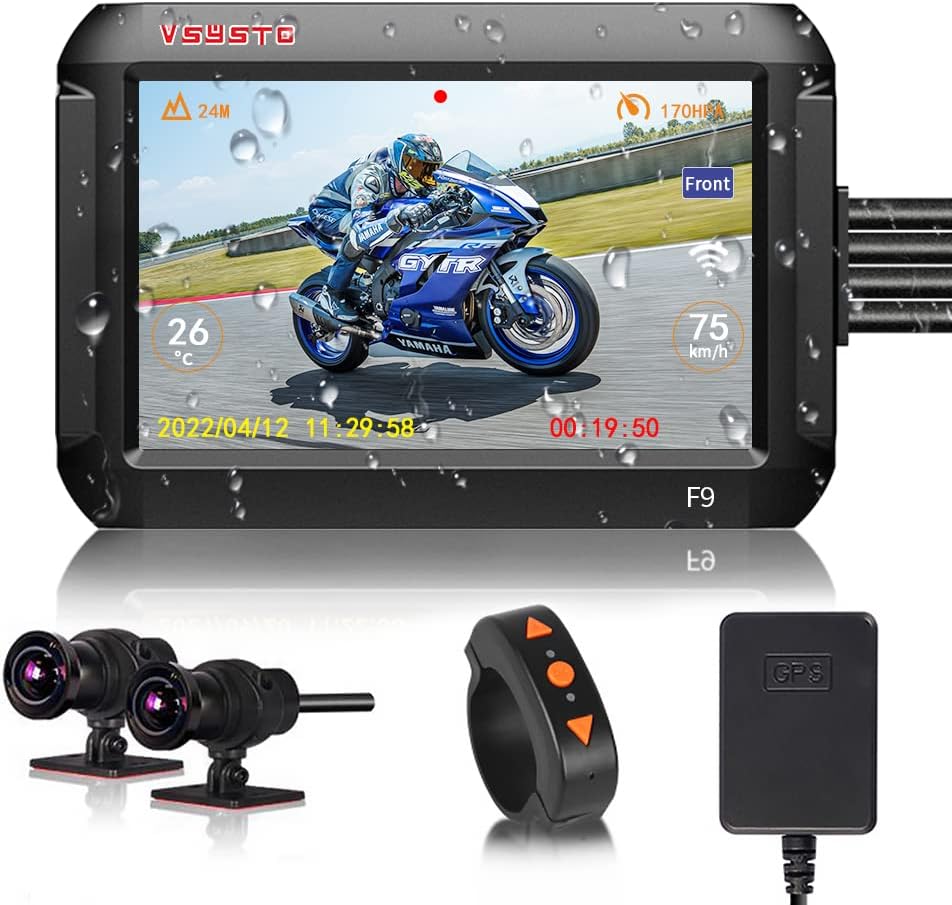 VSYSTO Motorcycle Camera Front and Rear, Dual Lens 1080P Video Recorder ...