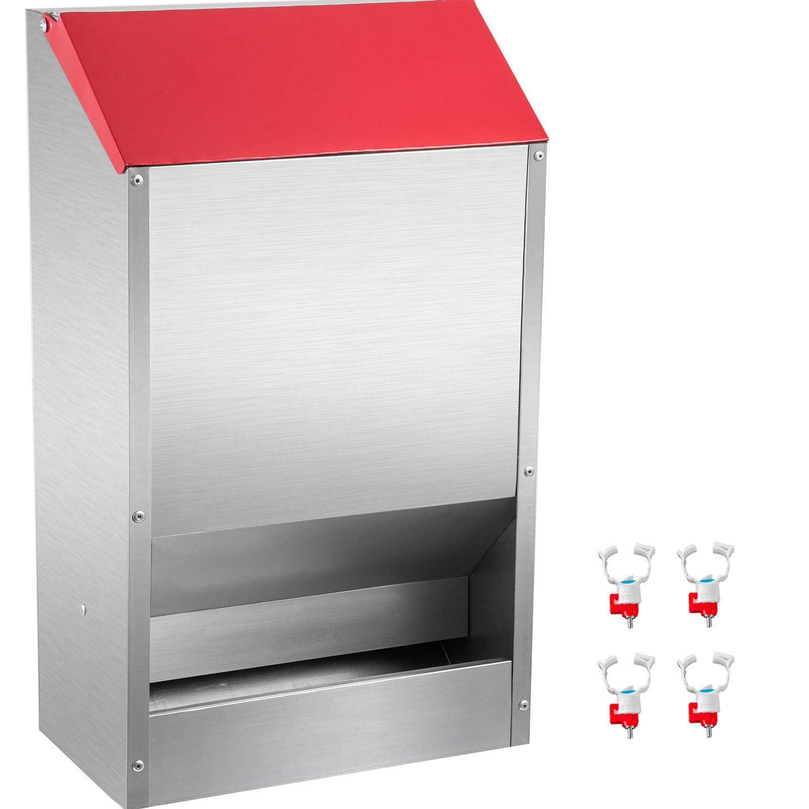 VEVOR Galvanized Poultry Feeder Holds 50lbs of Feed Chicken Feeders No ...