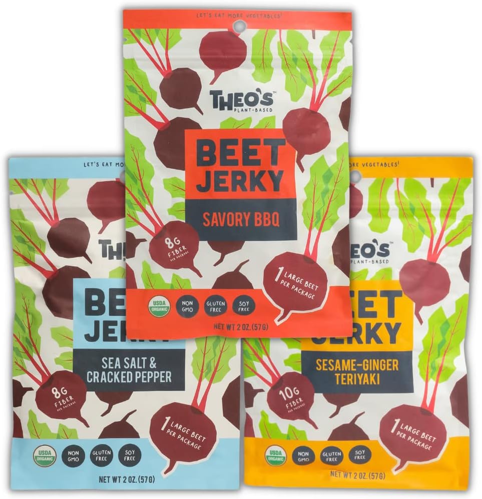 Amazon.com: THEO’s BEET Jerky Snack Packs - Variety Pack - Organic, Non ...