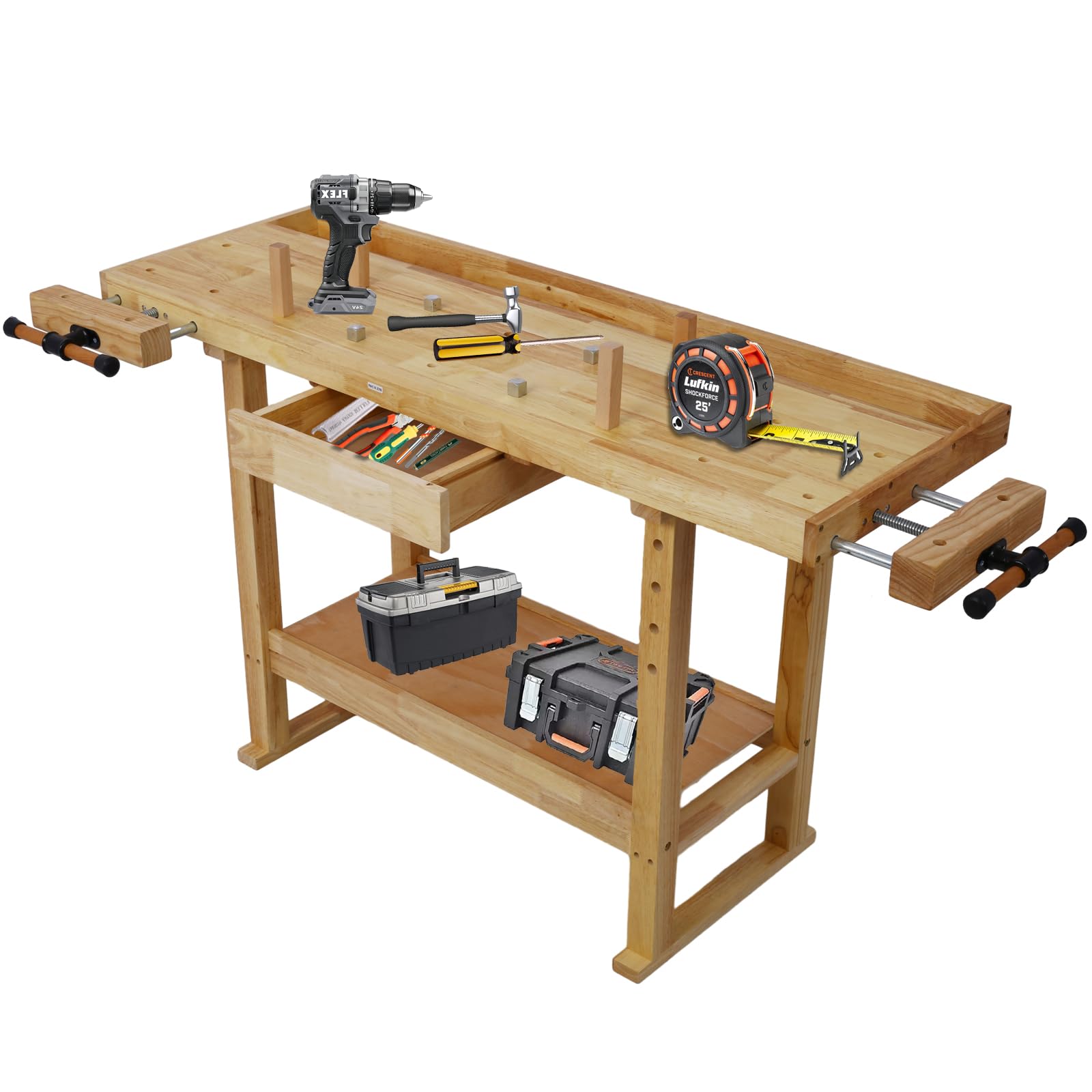 SPOWAY 55'' Wood Workbench, 330Lbs Load Capacity Work Bench with 1 ...