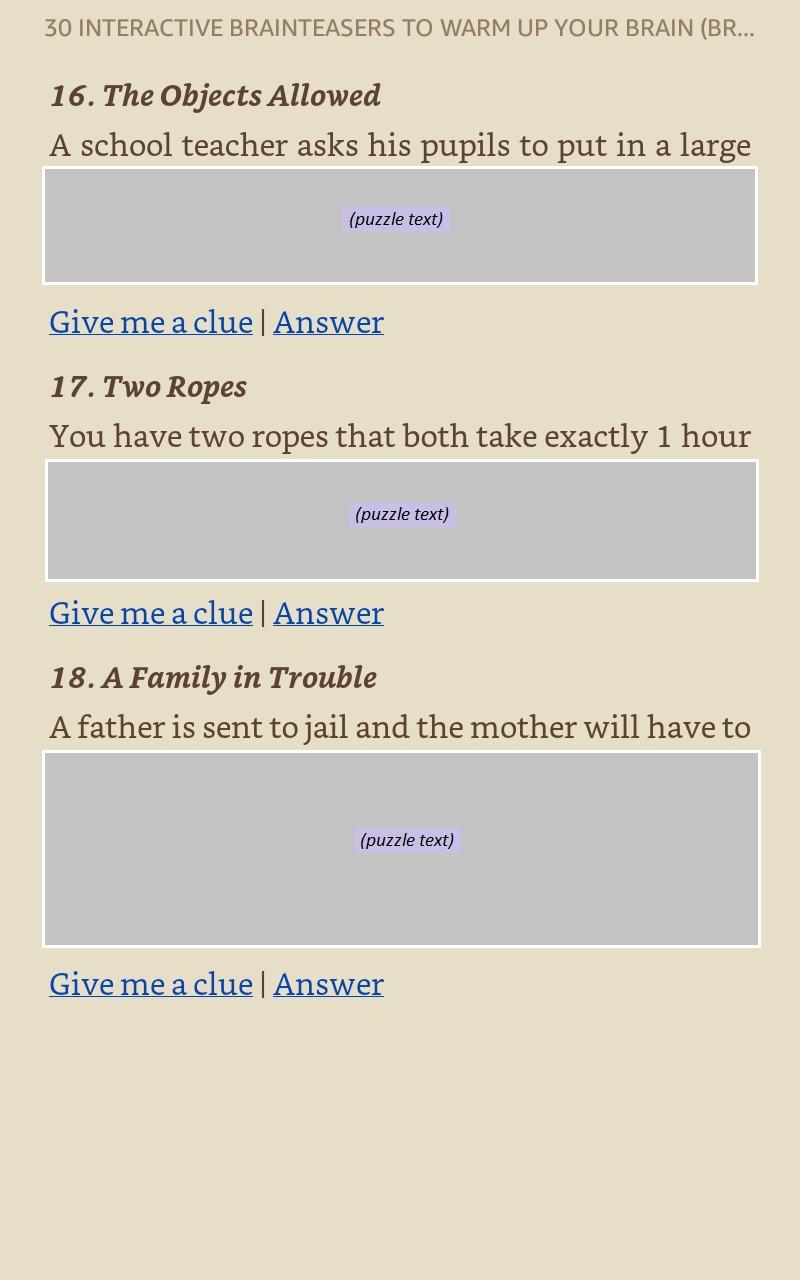 30 Interactive Brainteasers to Warm up your Brain (Riddles & Brain ...