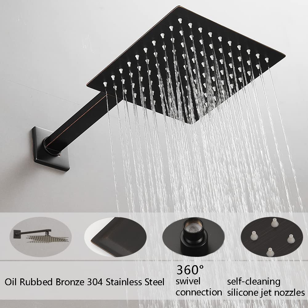 Heable Oil Rubbed Bronze Shower Faucet Set, Single Function Shower Trim ...