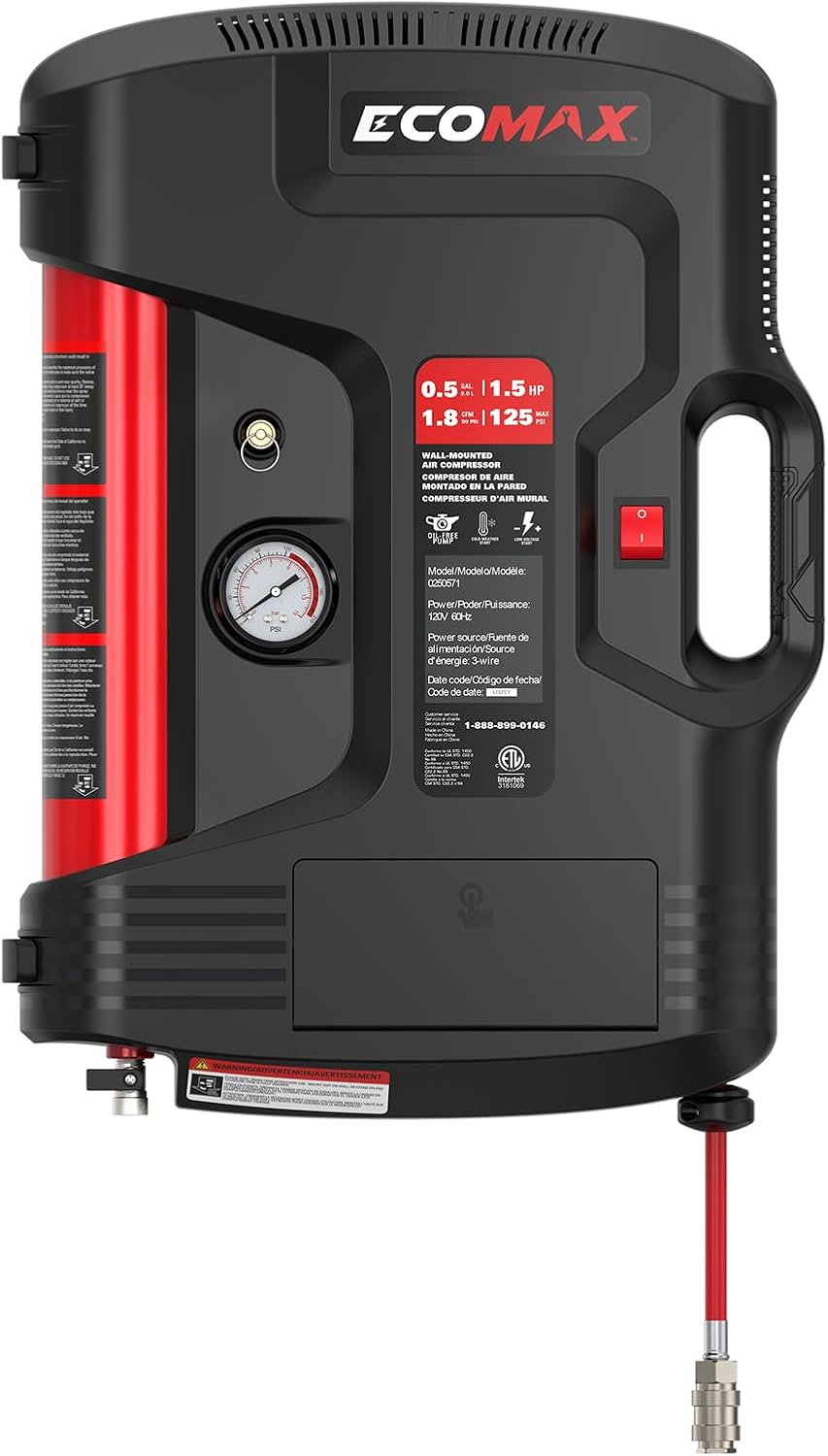 Amazon.com: ECOMAX Portable Air Compressor, Wall-Mount with 30 Feet Air ...