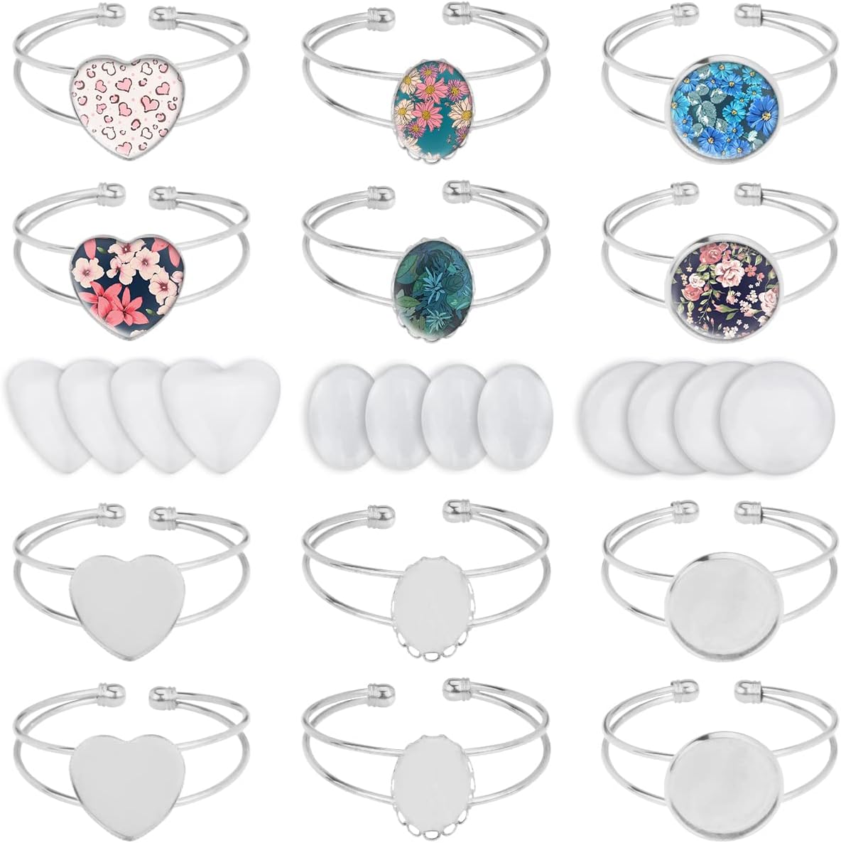 Amazon.com: BUUFAN 24PCS Bezel Blank Bangle 25MM Adjustable Bezel Tray ...