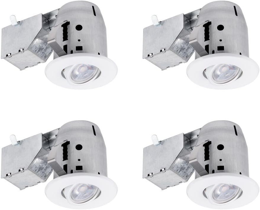 Commercial Electric 4 in. White LED IC Rated Swivel Baffle Round Trim ...