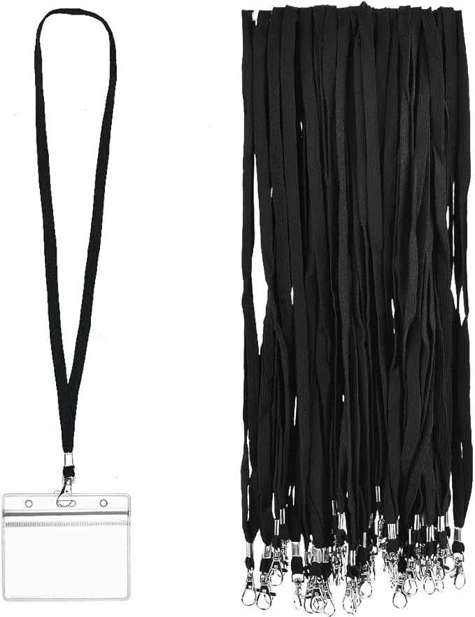 BVOPLME 100PCS Black Lanyards Bulk Lanyards for Id Badges, Keychain ...