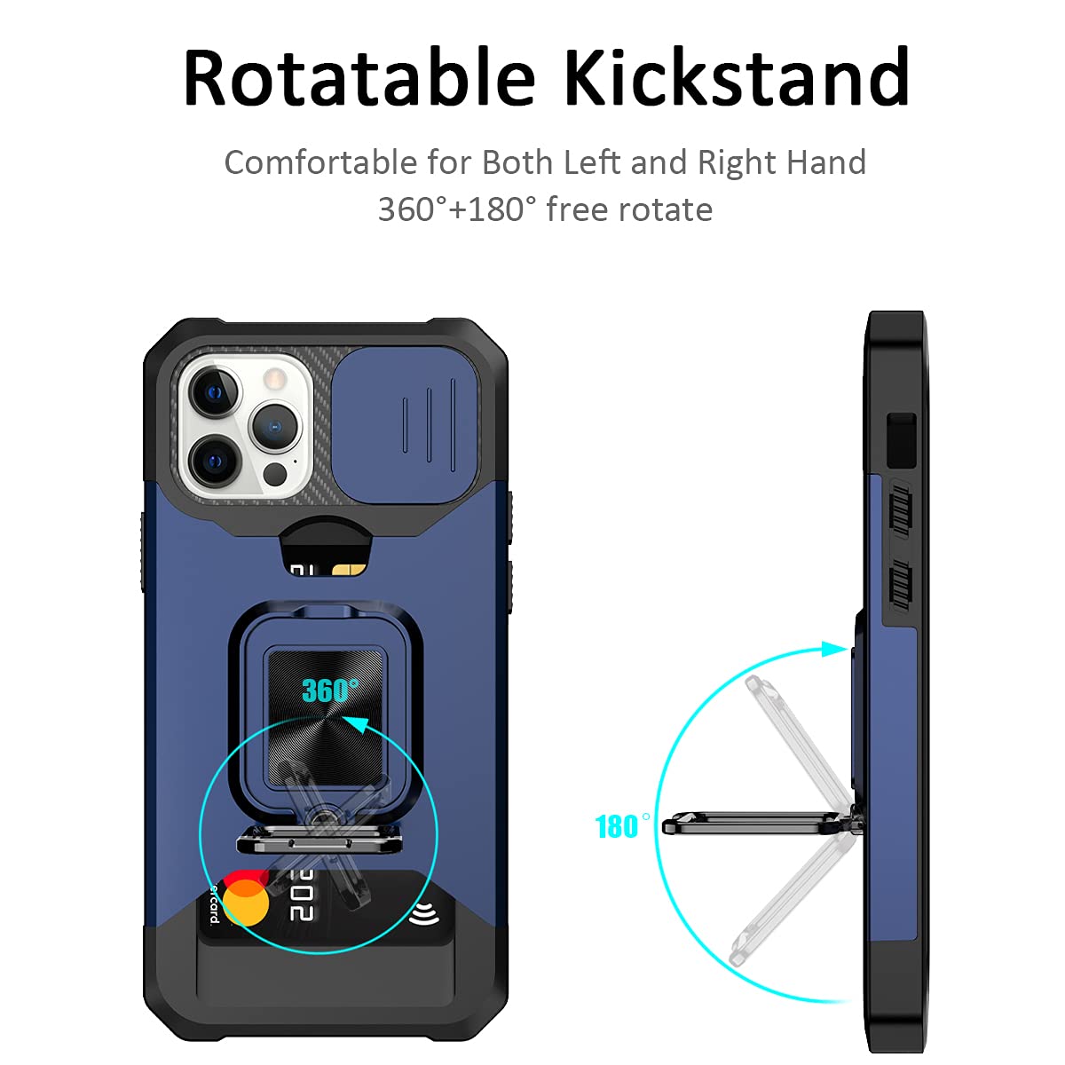 Nvollnoe for iPhone 12/12 Pro Case with Sliding Camera Cover and Card ...