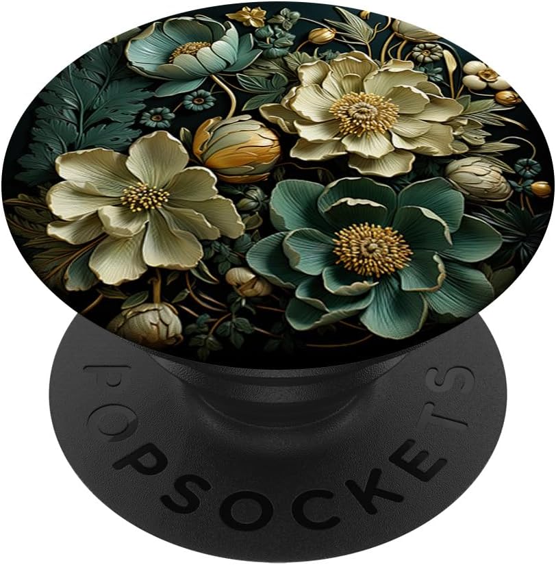 Amazon.com: floral flower beautiful flowers and leaves green PopSockets ...